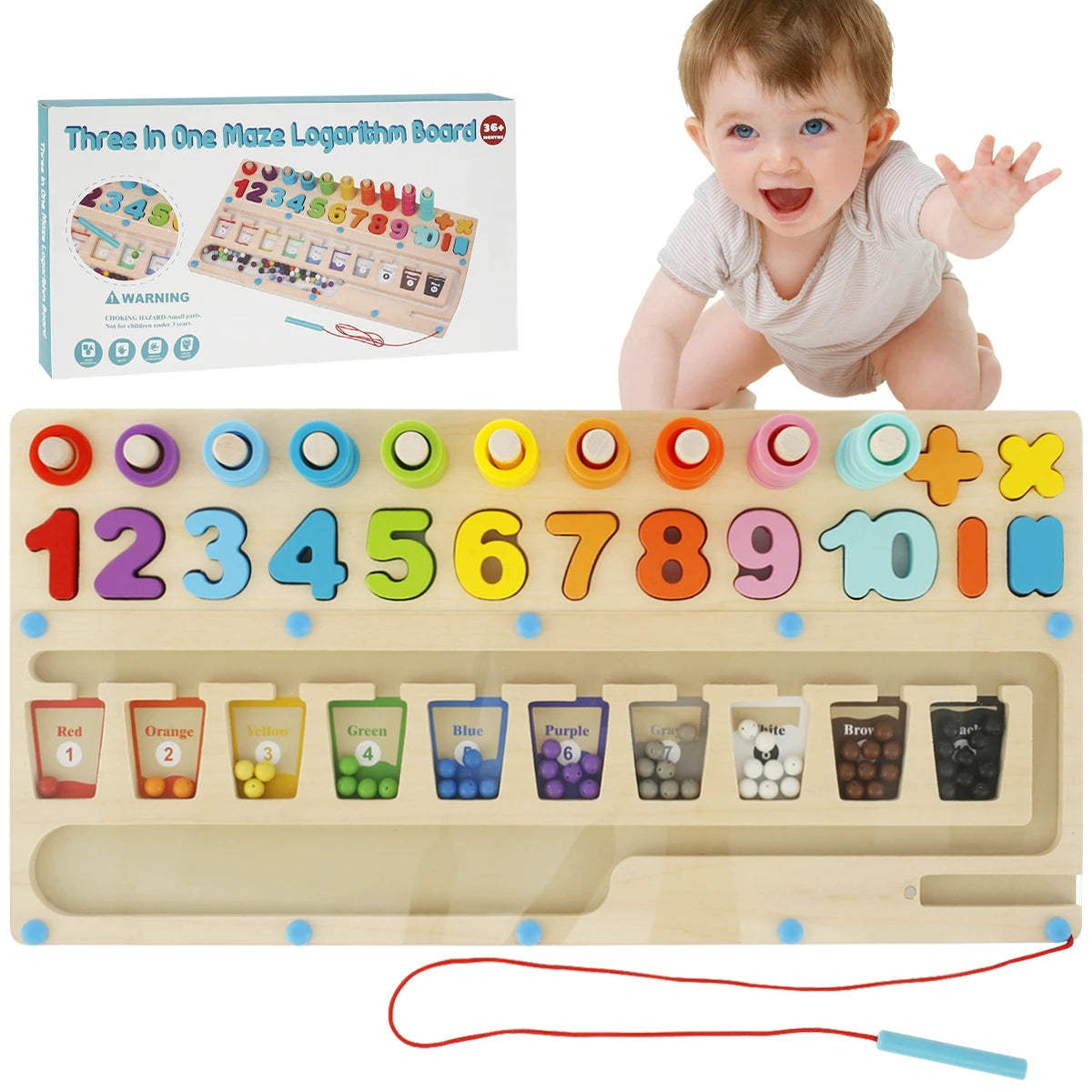 Magnetic Color and Number Maze with Magnetic Pen Wooden