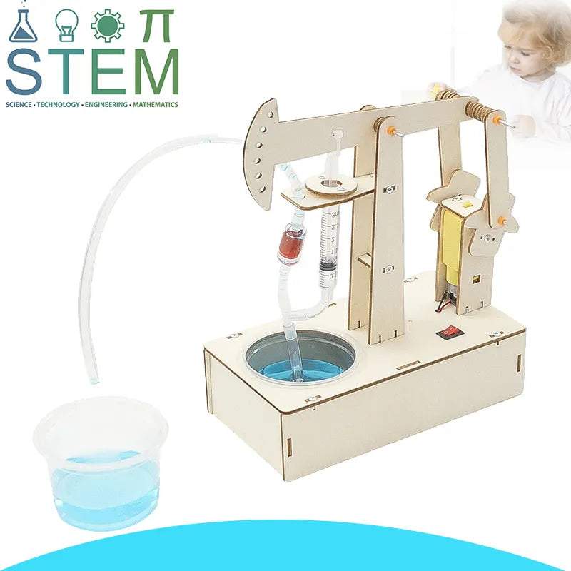 Kids STEM Toys DIY Pumping Unit Assembling Model Material Kits Water P